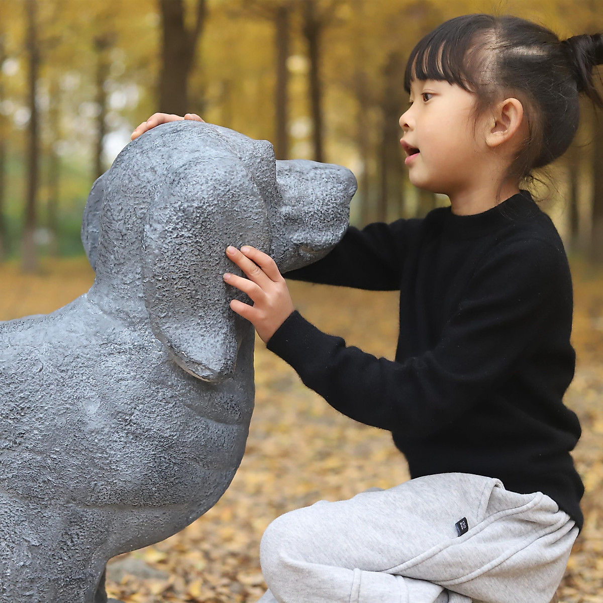 OUTOUR Dog Statues Outdoor 46.2’’L Outdoor Statues MGO Large Dachshund Statue Bench for Home Decor Patio Backyard Yard Lawn Large Garden Statues Sculpture, Grey