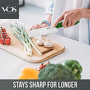 Vos vegetable Ceramic Knife 6.5 Inch Cleaver - Ergonomic Kitchen Knife with Ultra-Sharp Ceramic Blade and Green Handle - Lightweight Easy To Clean Chef Butcher Knife With Gift Box