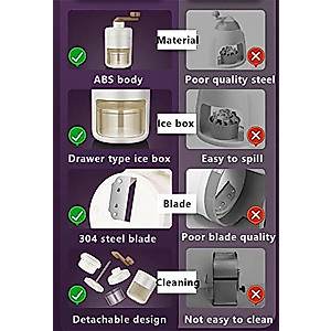 Snow Cone Machine，Portable Ice Crusher, Advanced Manual Shaved Ice Machine, Household Kitchen Utensils, and 2 Freezing Mold for Making Smoothies