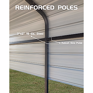 GAOMON 13' x 21' x 10' Metal Carport, with Heavy Duty Galvanized Steel Roof and Reinforced All-Metal Frame, Permanent Shelter for Agricultural Machinery, Carport for Cars, Boats, Trucks, and Tractors