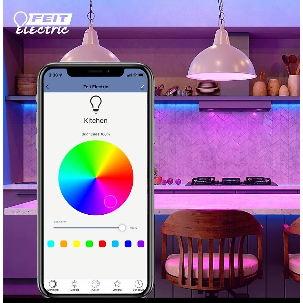 Feit Electric 50-Watt Equivalent MR16 Alexa Google Siri Smart RGBW LED Light Bulb