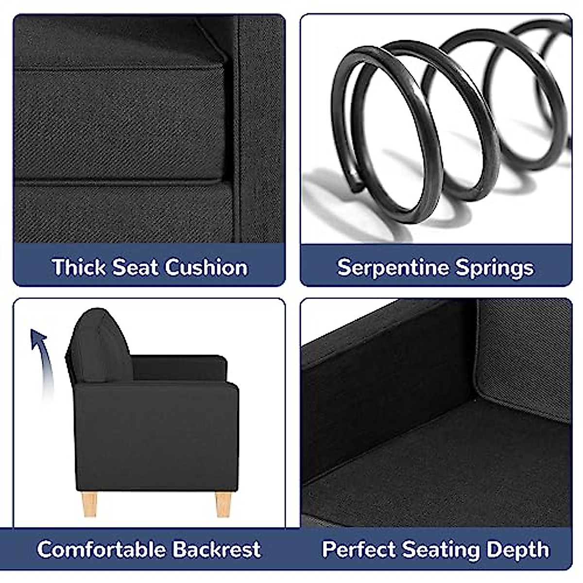 AODAILIHB Accent Chairs for Living Room with Arms Oversized Big Chairs Mid-Century Modern Reading Chair Comfy Club Chair, Bedroom Office Arm Chairs Easy Assembly (1, Dark Grey)