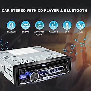 Hengweili Single Din Car Stereo with CD DVD Player Bluetooth USB AM/FM Radio APP Control MP3 SD AUX Audio Receiver