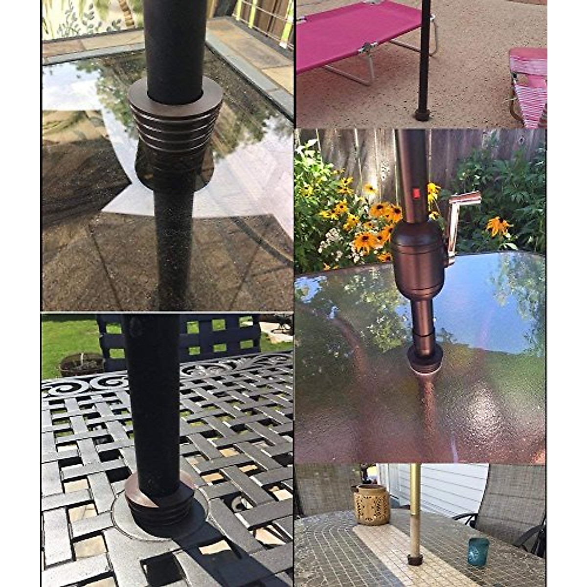 SUQ I OME Outdoor Patio Parasol Umbrella Cone Wedge Fits Umbrella Pole Diameter 1.5 Inch/ 38 mm, for Patio Parasol Table Hole Opening or Parasol Base Stand 1.94 to 2.7 Inch (Black)