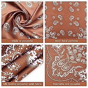 DOOBO 3 Pcs 27.5 Inches Satin Head Scarf Hair Scarf Silk Head Scarf Silk Bandana Silk Hair Wrap Neck Scarf Square Scarf for Women Girls(Brown,Black,Khaki)