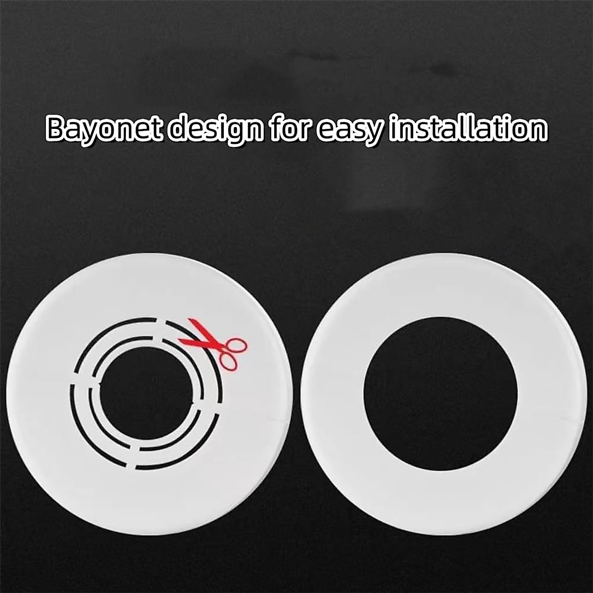 cuttable Wall Split Flange, Split ABS Lightweight Escutcheon Cover Plate,Chrome,for 21/26/33mm(0.8/1.0/1.2in) Copper, PEX Pipe (Tall 10mm Black)