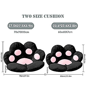 Cushion,Cat Paw Cushion Cute Chair Seat Cushion Lazy Sofa Cushion Outdoor Decoration Warm Floor Cushion Skin Friendly Warm Mat (60x60cm, Black)