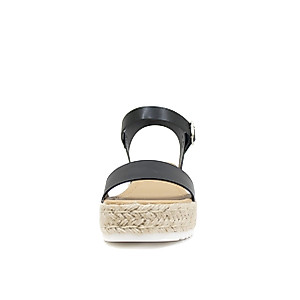 Soda Clip Top Shoe Women's Open Toe Ankle Strap Espadrille Sandal (7.5 M US, Black New)