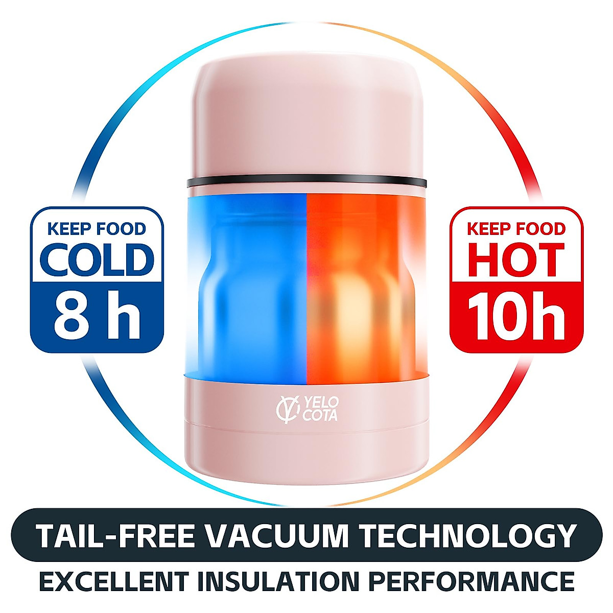 Yelocota Food Jar,27Oz Vacuum Insulated Stainless Steel Lunch Thermos, Leak Proof Wide Mouth Soup Containers,Food Flask for Hot or Cold Food