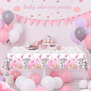6 Pack Elephant Baby Shower Tablecloth Decorations, Elephant Baby Shower Decorations, Plastic Tablecloth Table Cover Backdrop for Baby Boy Girl Gender Baby Shower Party Supplies, 54 x 108 Inch, Pink