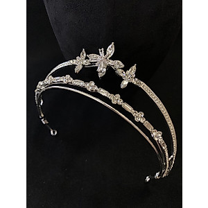 Bridal Rhinestone Flower Tiaras Crowns Princess Queen Pageant Prom Birthday Party Veil Tiara Wedding Crowns Tiaras for Women