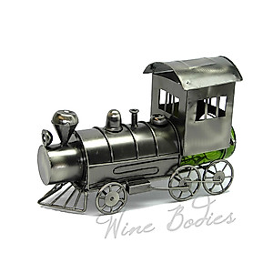 WINE BODIES Choo Train Metal Wine Bottle Holder Charcoal