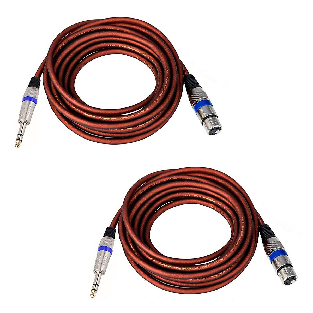 Yuyaokk 2Pcs 50 Feet Female XLR to 1/4 Inch TRS (6.35mm) Microphone Cables, XLR to Quarter inch Patch Cable, Unbalanced XLR Female to TRS Male Mic Cord Stereo Interconnect Cable