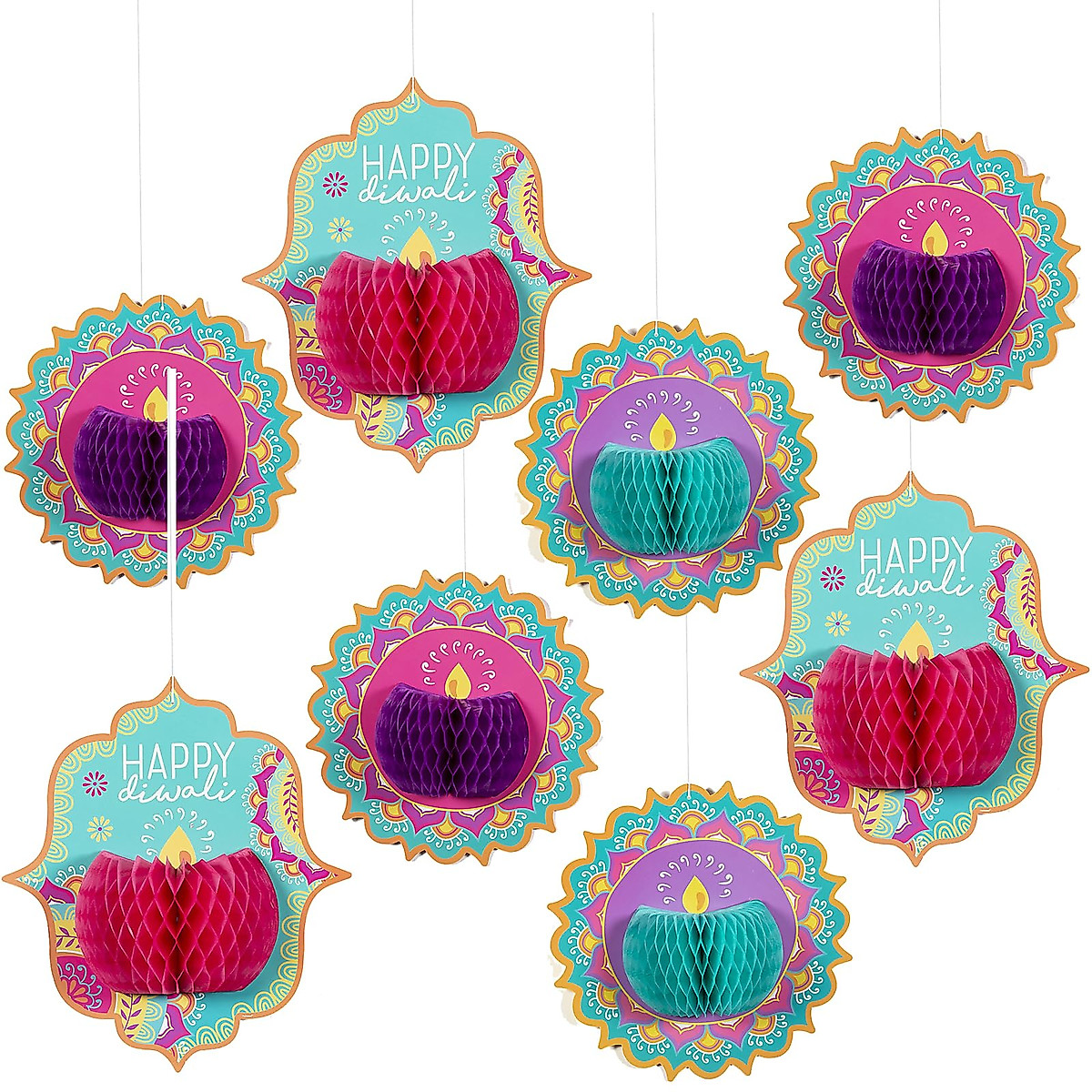 Diwali Hanging Honeycomb Decorations, Festival of Lights Indian Festival Deepavali Happy Diwali Honeycomb Hanging Decorations