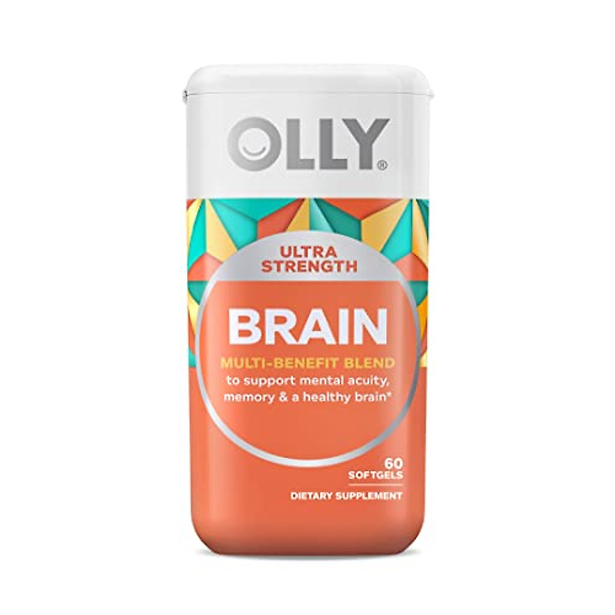 OLLY Ultra Strength Brain Softgels, Nootropic, Supports Healthy Brain Function, Memory, Focus and Concentration, Omega-3s, Vitamins B6 and B12, 30 Day Supply - 60 Count