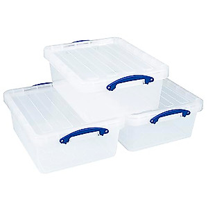 Really Useful Box Plastic Storage 23.5 Litre Clear (Pack of 3)