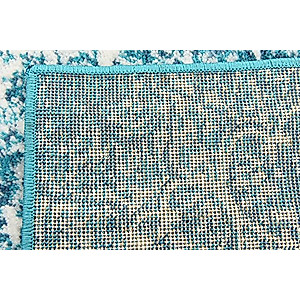 Unique Loom Sofia Collection Area Rug - Grace (2' x 6' 9" Runner, Turquoise/ Ivory)