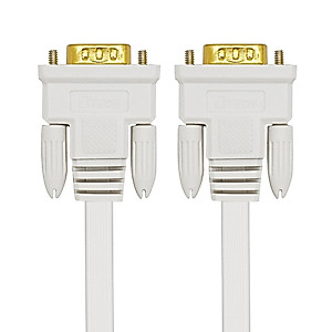 DTech Thin Flexible 6 Feet VGA to VGA Cable Male to Male 1080p High Resolution Short Computer Monitor Cord - White - 6ft