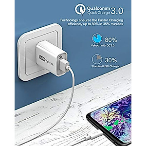 Vebach USB Wall Charger Single Port, UL Certified Quick Charge 3.0 18W AC Power Charging Adapter Plug Compatible with Galaxy S10/S9/S8/Note 8/7, LG G6/G4/V30, HTC 10, Nexus 9, iPhone, iPad and More