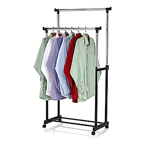 Sunbeam Double Hanging Garment Rack with Wheels