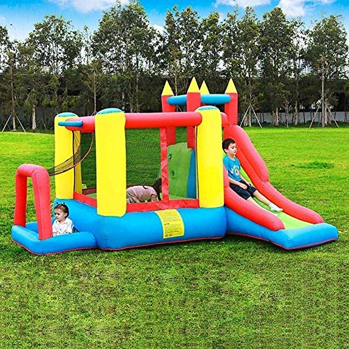 Inflatable Castle and Slide, Children S Trampoline Slide Small Home Naughty Castle Kindergarten Indoor and Outdoor Toy Playground Colors 340 280 205Cm
