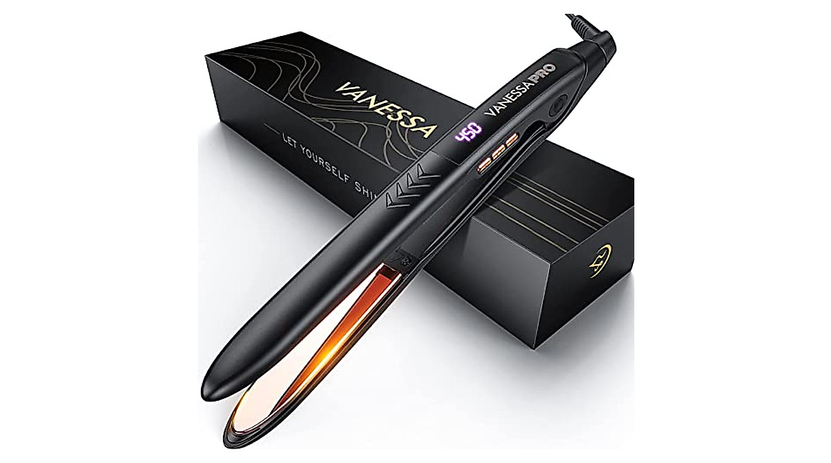 VANESSA PRO Titanium Flat Iron for Sleek & Curly Hair - Fast Styling