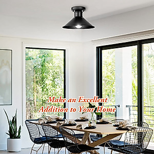 Brightever 2-Pack Industrial Semi Flush Mount Ceiling Lights, Matte Black Farmhouse Light Fixtures, Close to Ceiling Lights for Kitchen, Laundry Room, Entryway, Hallway E26 Base, Bulb not Included