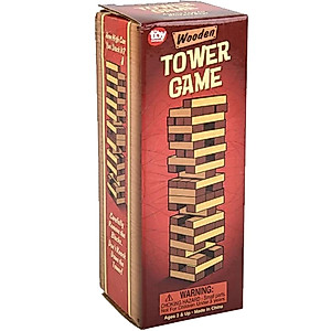 The Dreidel Company Wooden Tumble Tower Game, Pull, Stack, and Tumble Blocks, Sensory Learning, Game Night, 6" (Single)