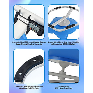 FAHKNS Autism Sensory Spinning Chair, Dark Bule Elephant Kids Swivel Chair for Kids Age 3+, Sit and Spin Sensory Chair for Toddlers Overcoming Social Phobia Non-Slip Metal Base