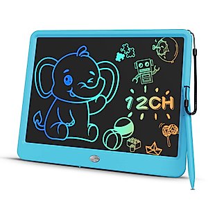 bravokids LCD Writing Tablet Board, 12inch Colorful Doodle Board Drawing Pad Toys for 3-8 Years Girls Boys, Toddler Educational & Learning Birthday Gift for Age 3 4 5 6 7 8 Years Old Kids, Blue