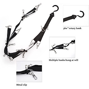 BetterJonny 2 Pack Closet Hanging Hat Organizer Rack, 16 Stainless Steel Hat Storage Clips Hat Organizer Holder for Room Closet for Men or Women Closet Hook Cap Holder(Black)