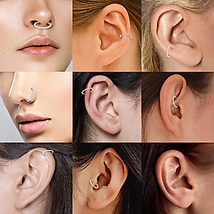 AROWRO Helix Rook Conch Earrings Sleeper Earring Nose Hoop Opal 316L Surgical Steel 12mm Rose Gold Cartilage Daith Tragus Piercing Jewelry Septum Clicker