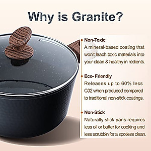 MAISON ARTS Pots and Pans Set, 15 Piece Kitchen Cookware Sets with Nonstick Granite-Coated for Induction & Dishwasher Safe, Oven, Stovetop, Black