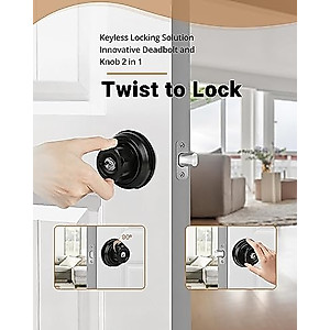 EASILOK Deadbolt Lock, E4 Twist-to-Lock Front Door Lock Keyless Heavy Duty Single Cylinder Deadbolt High Security with Unpickable Night Latch &Anti-Mislock Button, Zinc Alloy, Black