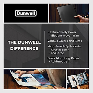 Dunwell 8x10 Photo Album Book - (Black), Art Portfolio Binder for 8 x 10 Pictures, 24 Clear Sleeves Display 48 Pages, 10x8 Sheet Protector Folder for Kids Artwork, Sketches, Prints