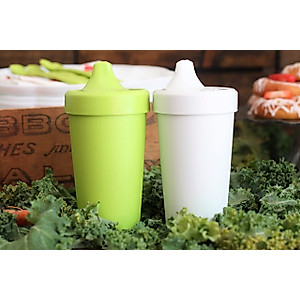 Re-Play Made in USA 2 Convertible Cups for Toddlers with Sippy Cup and Straw Cup Lids - 2 Plastic 10 Oz. Toddler Cups, 2 Hard Sput Sippy Cup Lids, 2 Straw Cup Lids and 2 Bendy Straws - Navy Blue