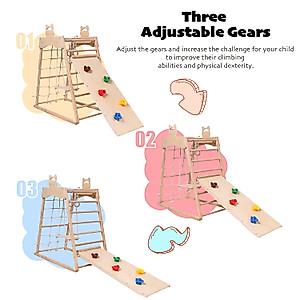 Ascism Jungle Gym Indoor (8 in 1) Wooden Indoor Playground, Toddler Wooden Climbing Toys, Montessori Playset, Gym with Slide, Climbing Net, Swing, Tent, Gymnastics Ring…