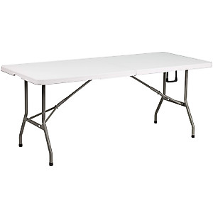 Flash Furniture Elon 6' Rectangular Plastic Folding Event Table, Portable Banquet Table for Indoor/Outdoor Events, White