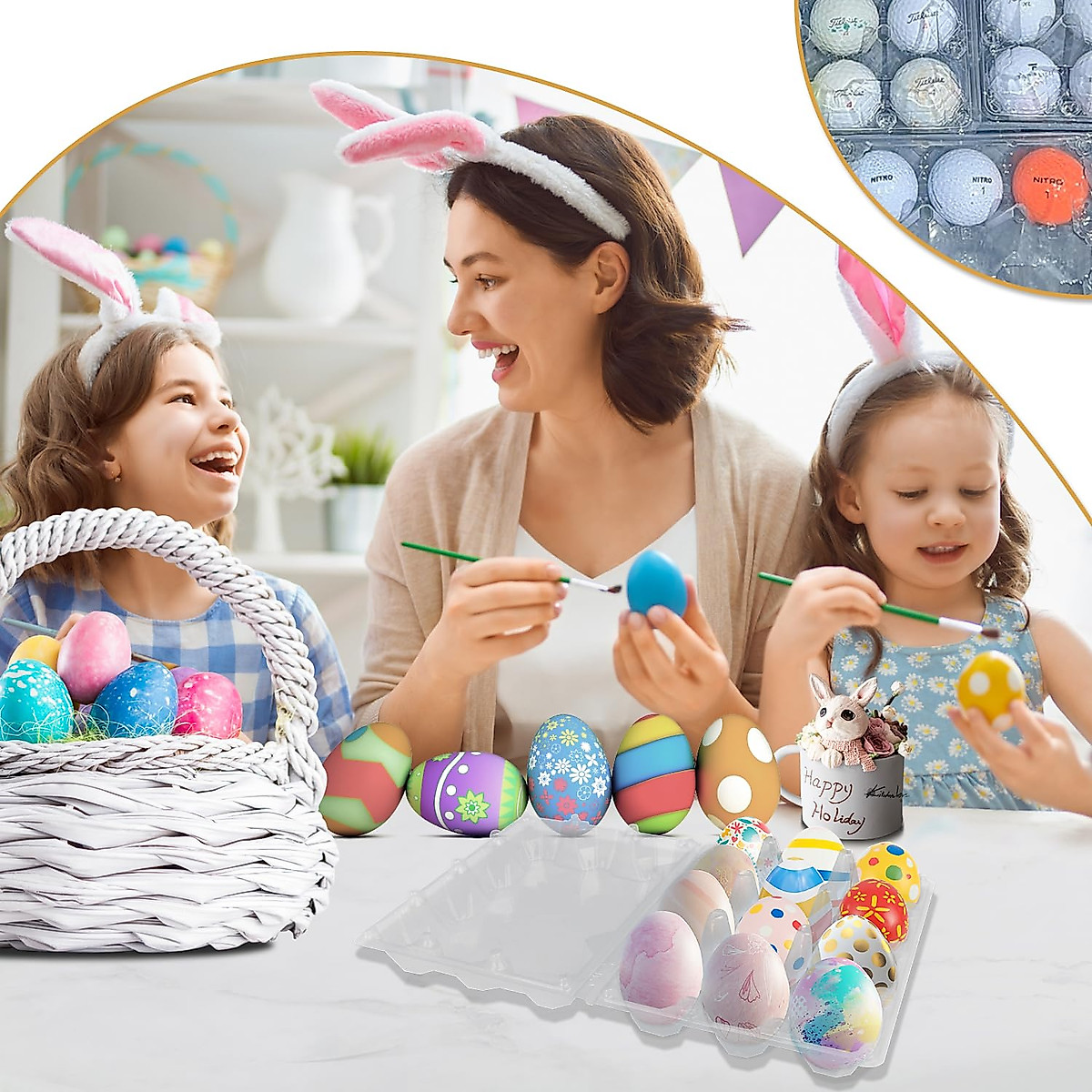 KUKLIPJIM 150 Pack Bulk Egg Cartons, Clear Plastic Chicken Egg Holders, Egg Tray Carton Holder for Home & Kitchen, Farm & Market Use, An Eco-Friendly Egg Storage Solution, 12 Grids