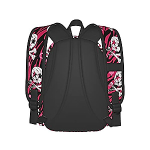 KiuLoam 17 Inch Backpack Pink Zebra Star Skull Laptop Backpack Shoulder Bag School Bookbag Casual Daypack