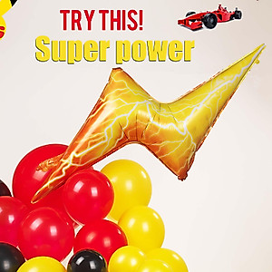 Red black yellow balloon garland kit 148pcs with Flash lightining Starburst mylar balloons for Cartoon superhero theme Race Car Party Theme birthday decorations