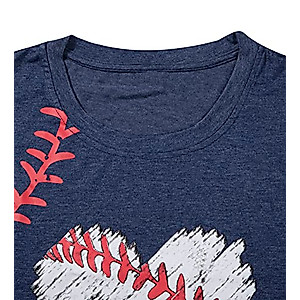Baseball Tank Tops Women Baseball Heart Print Shirt Funny Play Ball Tank Casual Sleeveless Vest Summer Graphic Tee Top Blue