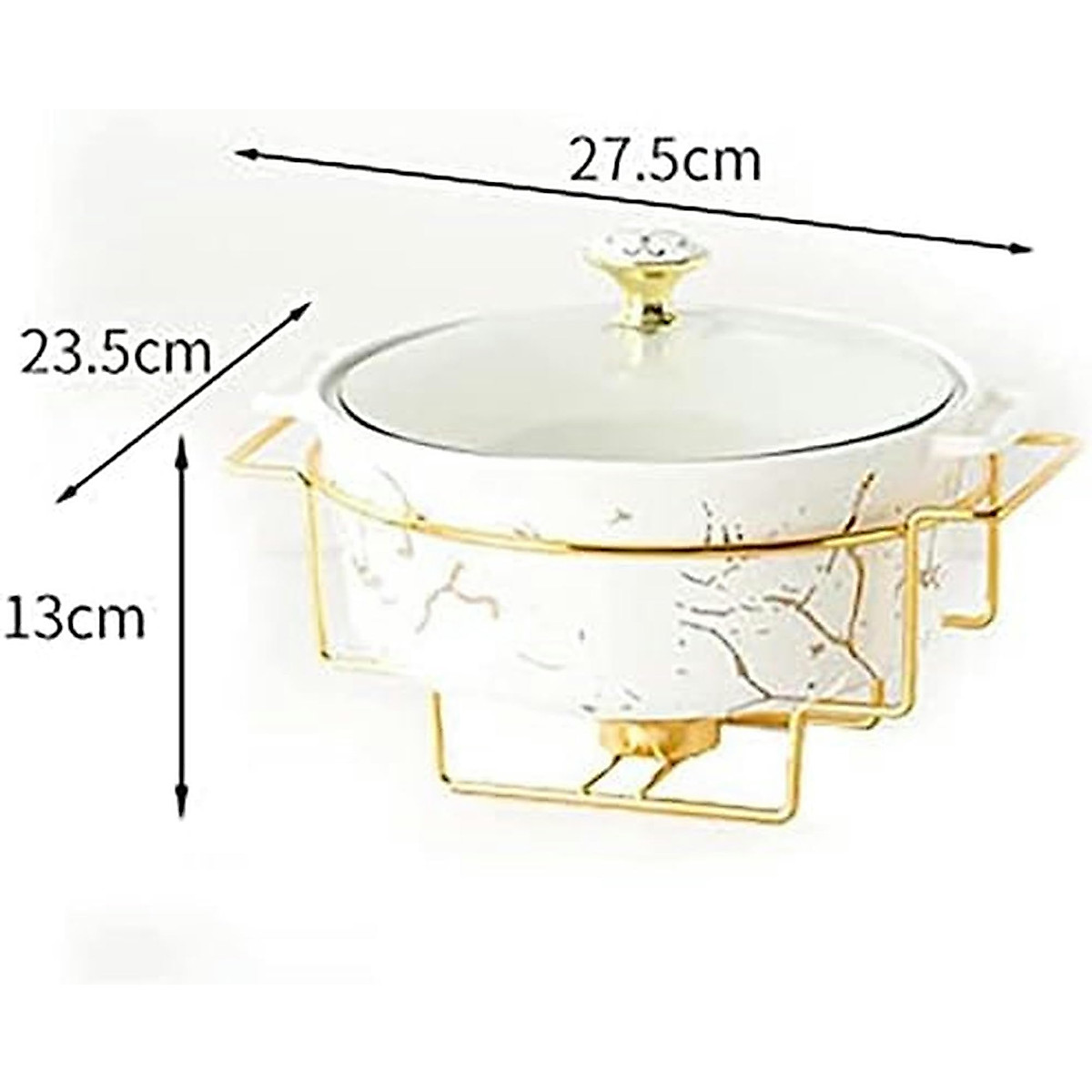Food Warmer for Parties Buffets, Food Warming Tray Round Chafing Dish Buffet Set, Ceramic Marble Finish Chafer with Glass Lid, Chafer and Buffet Warmer Set for Buffet Weddings Parties