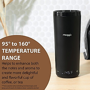 Muggo 12 oz Self-Heating Coffee Mug with 3 Hour Battery Life, Tea, Coffee, & Hot Beverage Warmer, Heated Travel Mug(L)