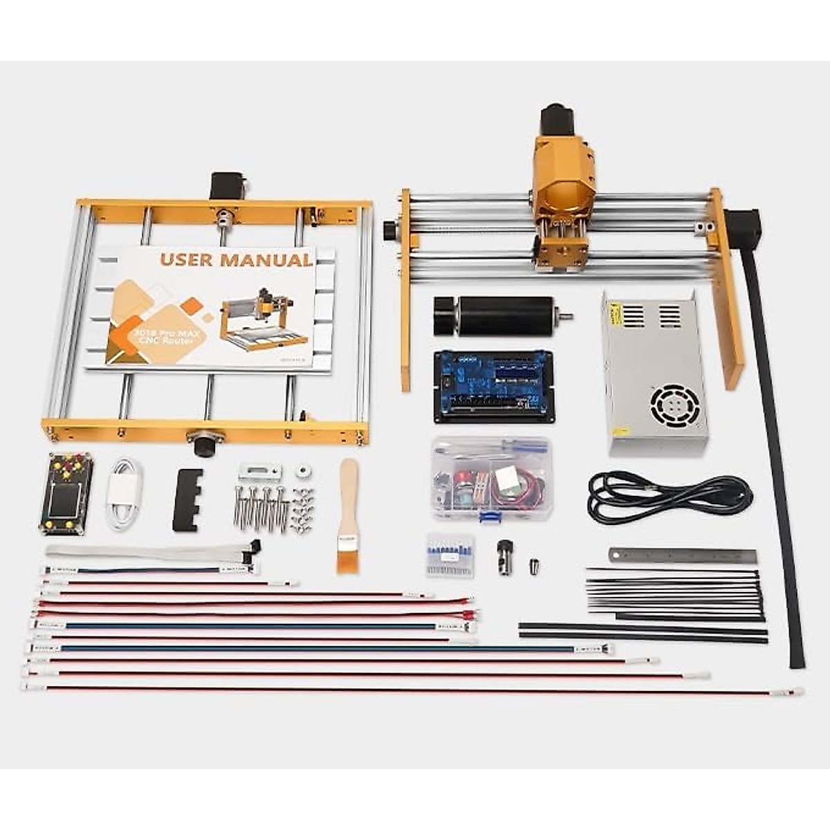 LUNYEE 3018 PRO MAX CNC Machine 500W All-Metal CNC Router Machine 3 Axis Limit Switches & Emergency-Stop with GRBL Offline Control for Cutting Wood Acrylic MDF Plastic, Working Area: 300 x 180 x 80mm