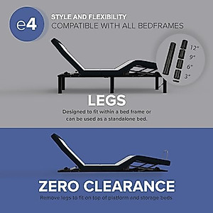 Blissful Nights e4 King Adjustable Bed Frame with Massage, Anti-Snore, Zero Gravity, USB Charging, Under Bed Lights, Wireless Remote Head and Foot Incline