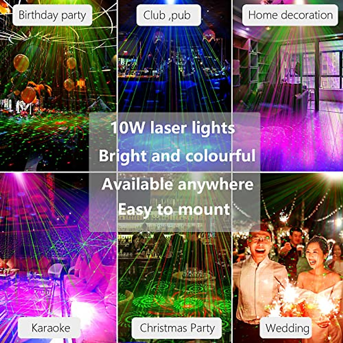Party Lights DJ Disco Lights,Stage Laser Light Projector 2 RGB LED Multiple Patterns Sound Activated Flash Strobe Lighting with Remote Control for Parties Christmas Karaoke Wedding Home Decoration