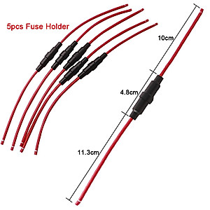 FULARR 175Pcs 5X20mm Professional Car Fast-Blow Glass Tube Fuse Kit: 150Pcs Quick Blow Glass Tube Fuse + 20Pcs Fuse Seat + 5Pcs Inline Screw Type Fuse Holder, with Transparent Plastic Box