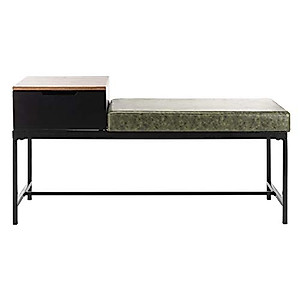 Safavieh Home Maruka 31-inch Grey Wash and Dark Green Faux Leather Bench with Storage