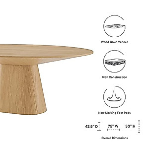 Modway Provision 47" Round Modern Style MDF Wood Dining Table in Oak